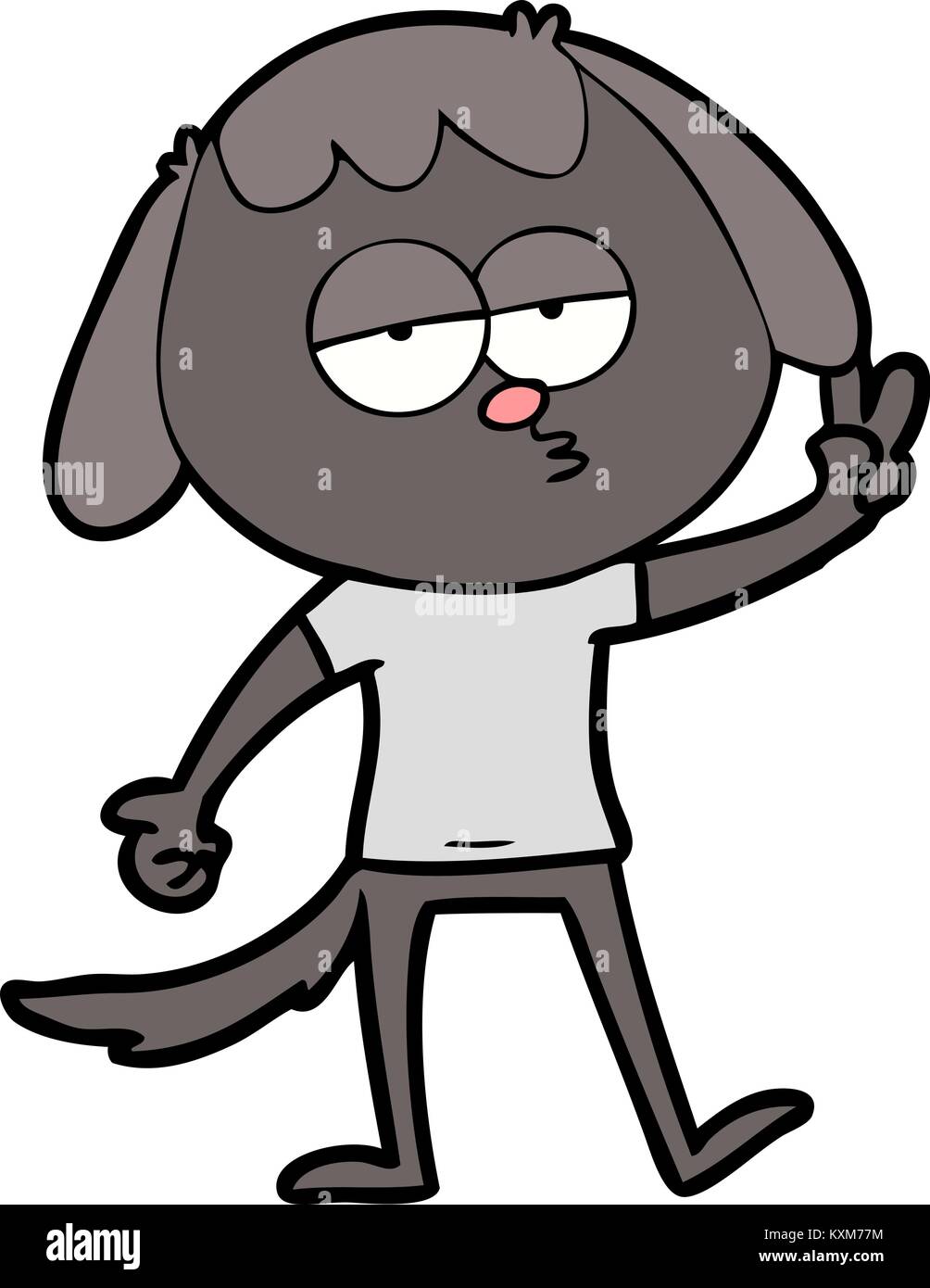 cartoon tired dog giving peace sign Stock Vector Image & Art - Alamy