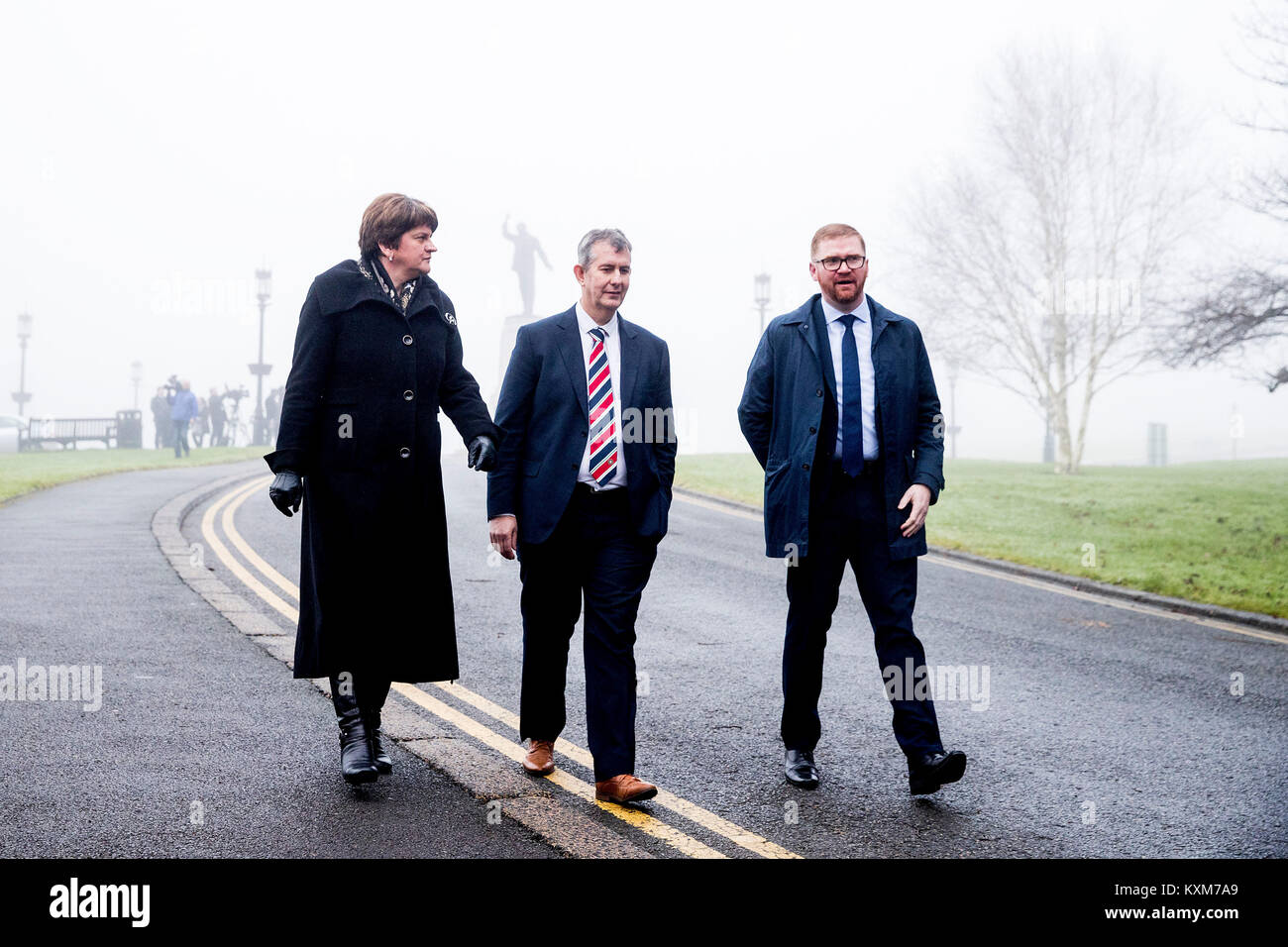 DUP leader Arlene Foster, with party colleagues Edwin Poots (centre ...
