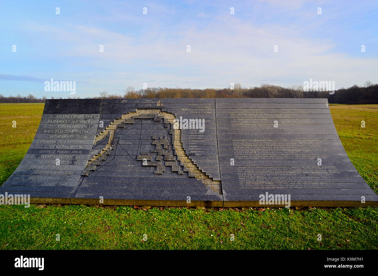 Bosnia, Donja Gradina Memorial Site. The bronze map of the camp. In the ...