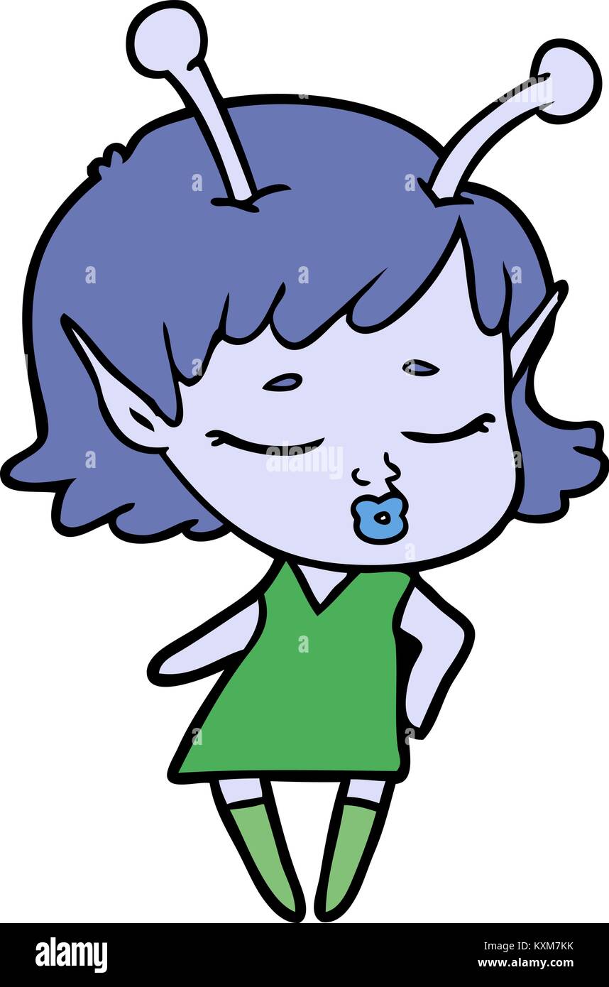 cute alien girl cartoon Stock Vector Image & Art - Alamy