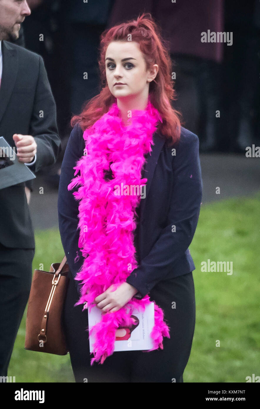 A mourner wearing pink outside Christ Church in Skipton following the ...