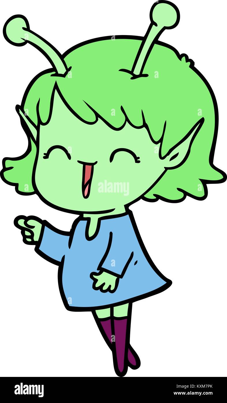 cartoon alien girl laughing Stock Vector Image & Art - Alamy