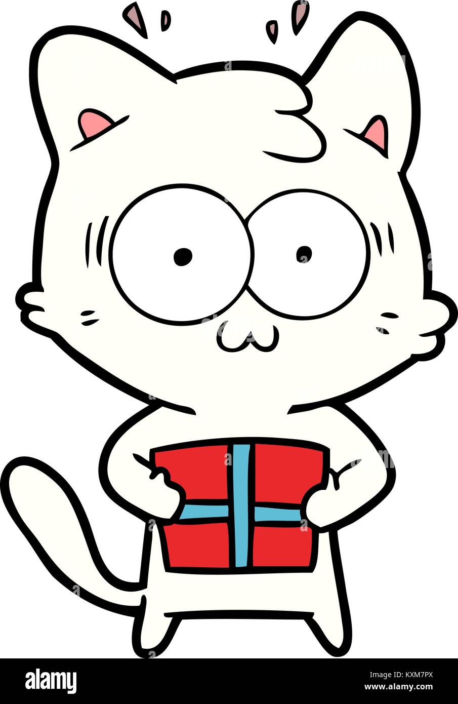 cartoon surprised cat with christmas present Stock Vector Image & Art ...