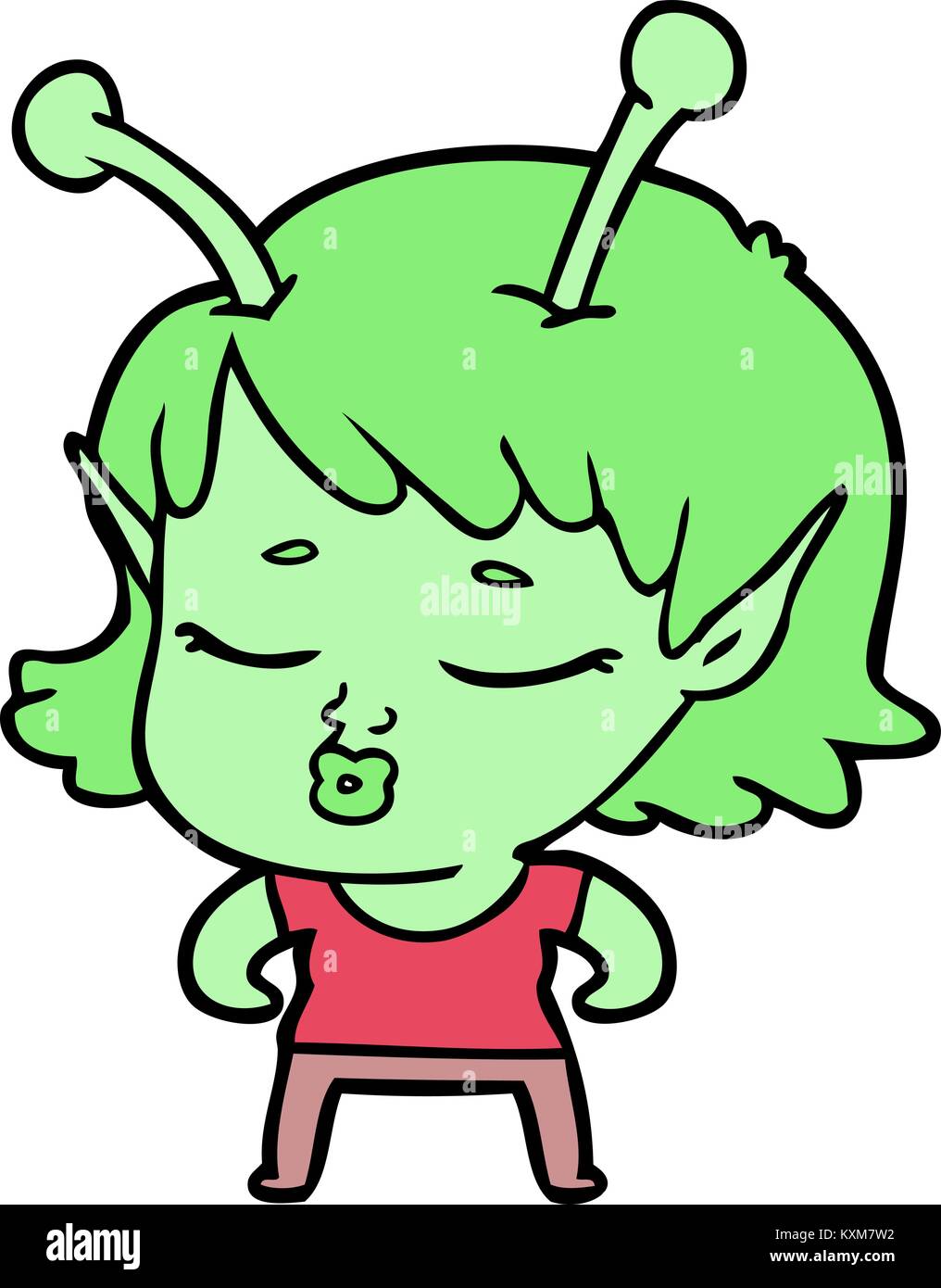 cute alien girl cartoon Stock Vector Image & Art - Alamy