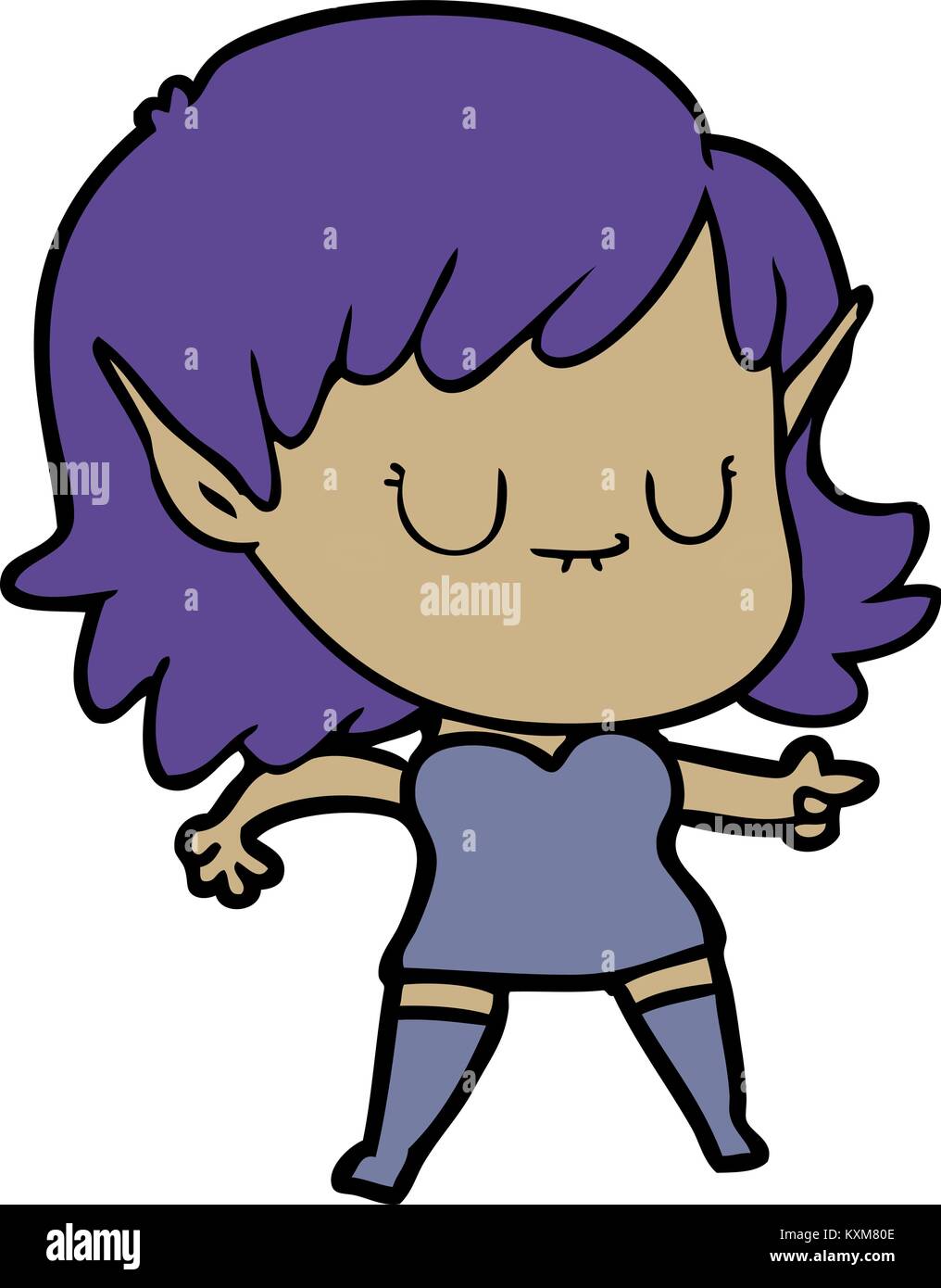 happy cartoon elf girl Stock Vector Image & Art - Alamy