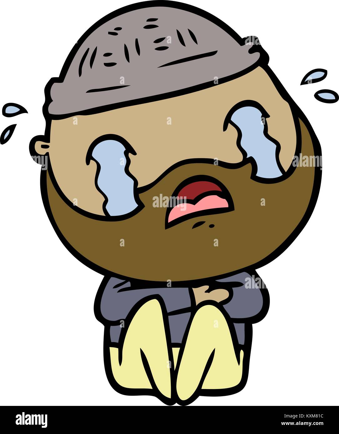 cartoon bearded man crying Stock Vector Image & Art - Alamy
