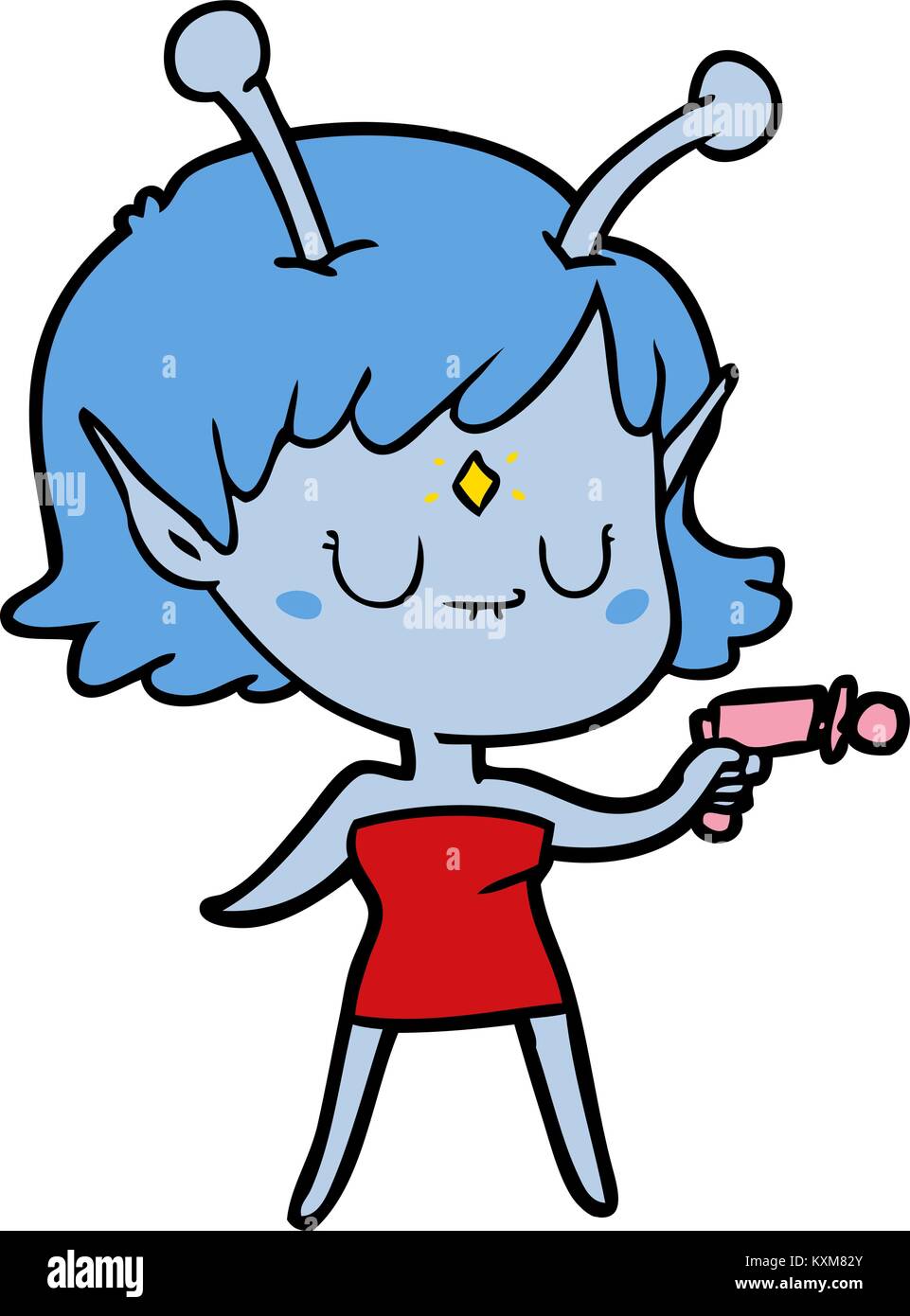 cartoon alien girl with ray gun Stock Vector Image & Art - Alamy