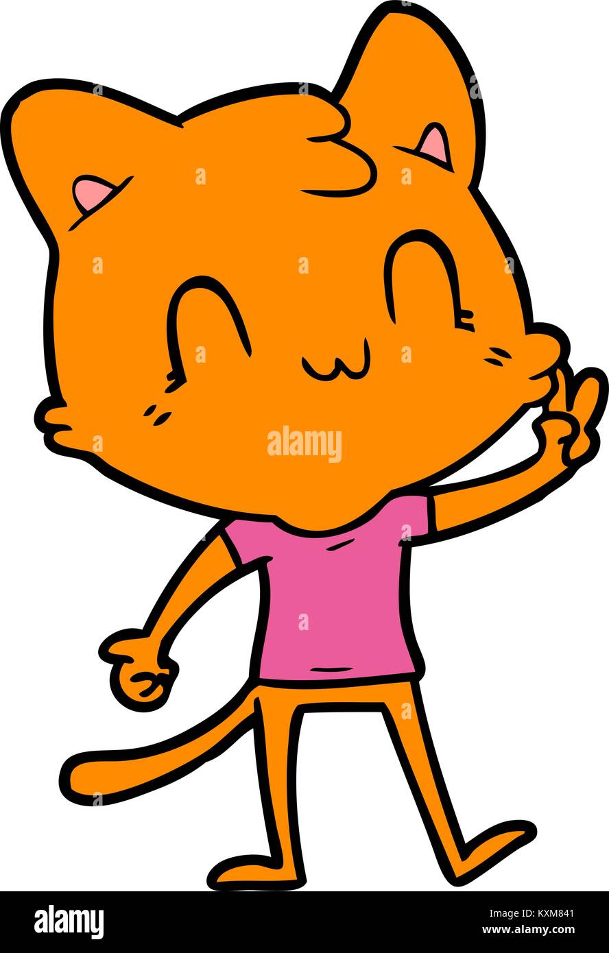 cartoon happy cat giving peace sign Stock Vector Image & Art - Alamy