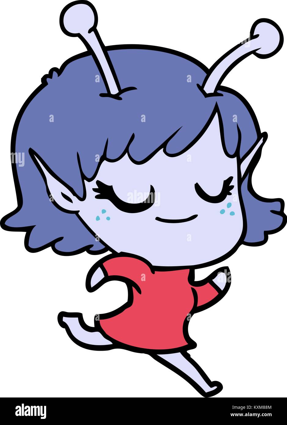 smiling alien girl cartoon running Stock Vector Image & Art - Alamy