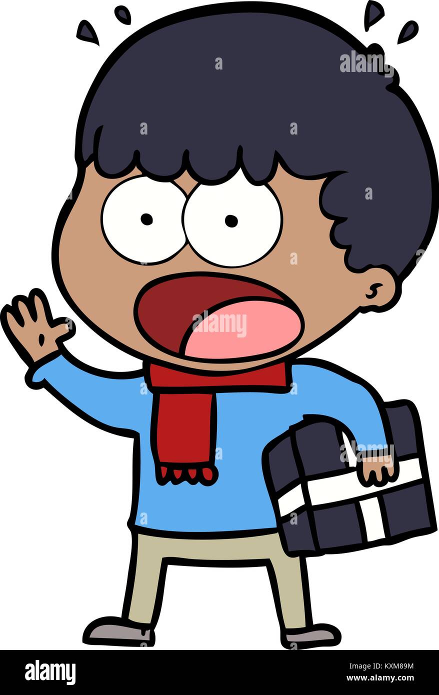 cartoon shocked man with gift Stock Vector Image & Art - Alamy