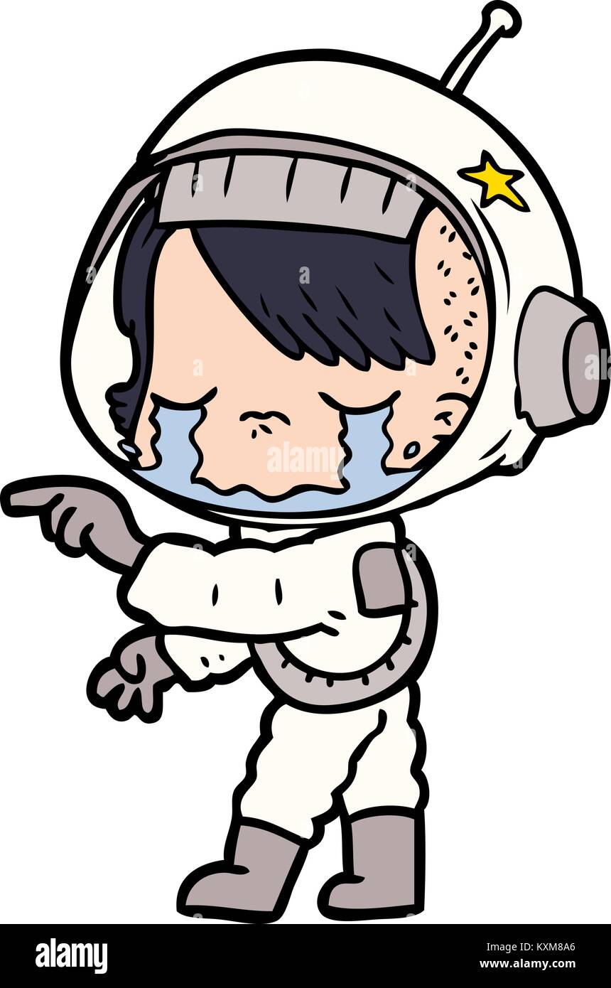 cartoon crying astronaut girl Stock Vector Image & Art - Alamy