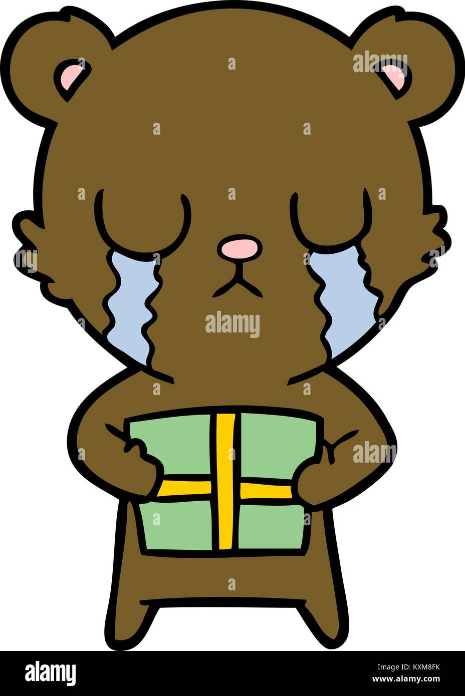crying cartoon bear with present Stock Vector Image & Art - Alamy