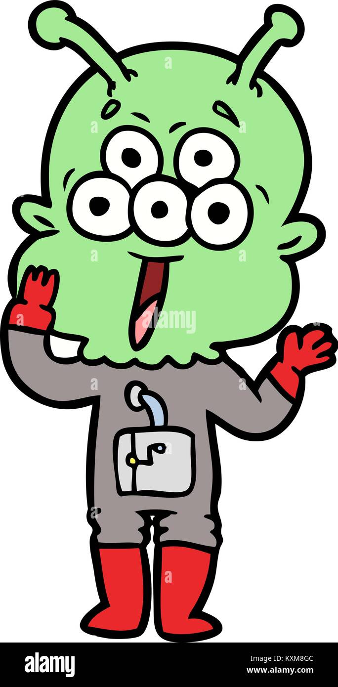 happy cartoon alien Stock Vector Image & Art - Alamy