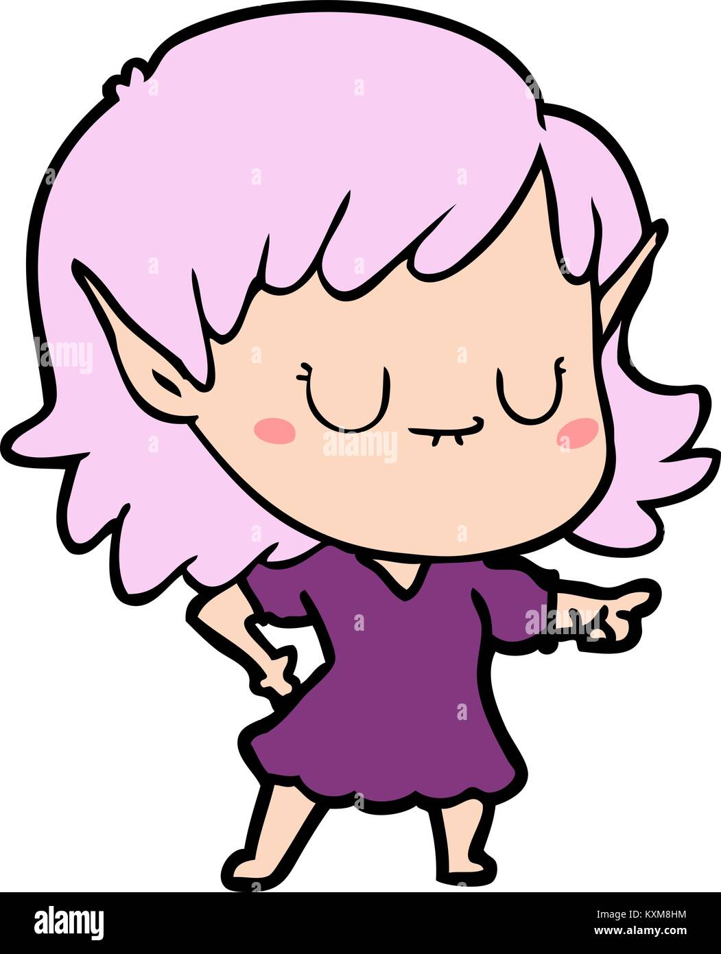happy cartoon elf girl wearing dress Stock Vector Image & Art - Alamy