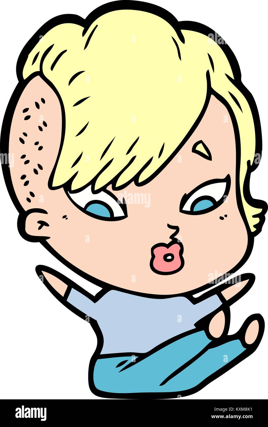 cartoon surprised girl falling over Stock Vector Image & Art - Alamy