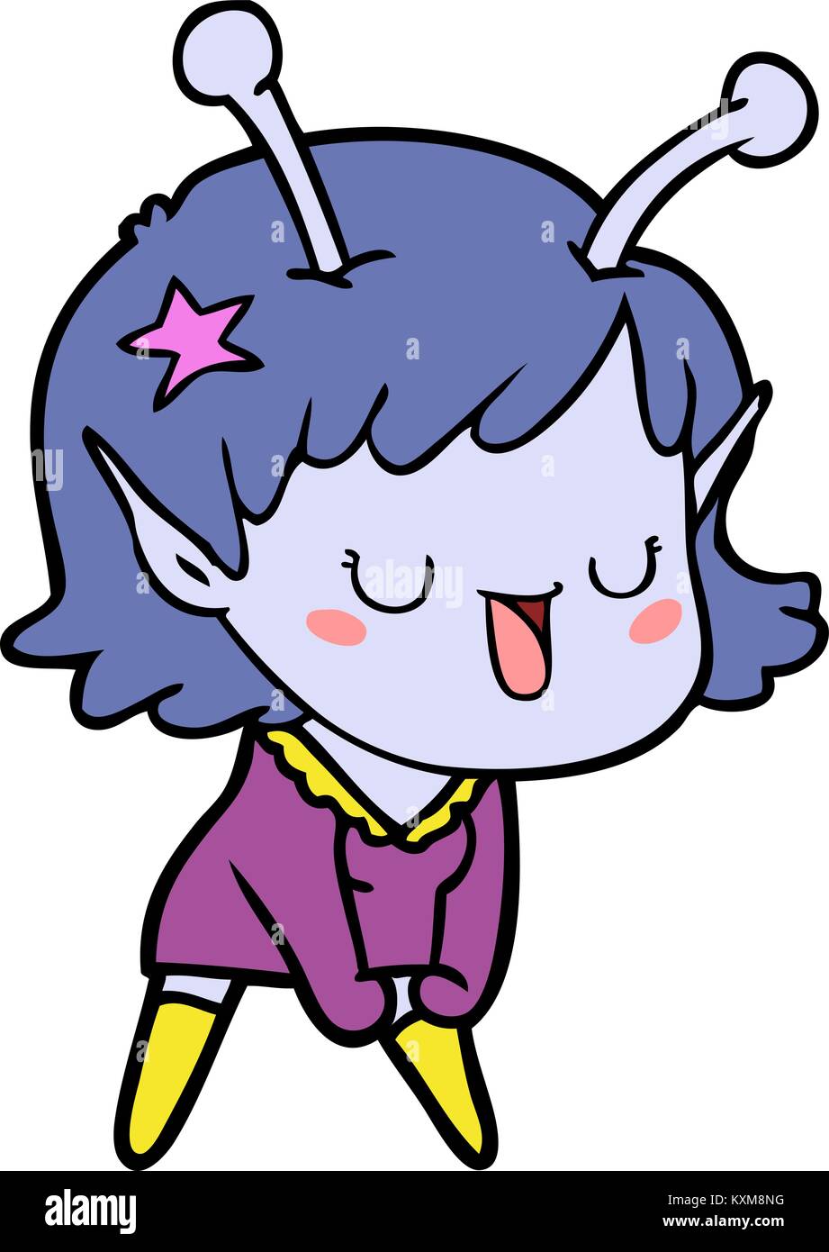 happy alien girl cartoon Stock Vector Image & Art - Alamy