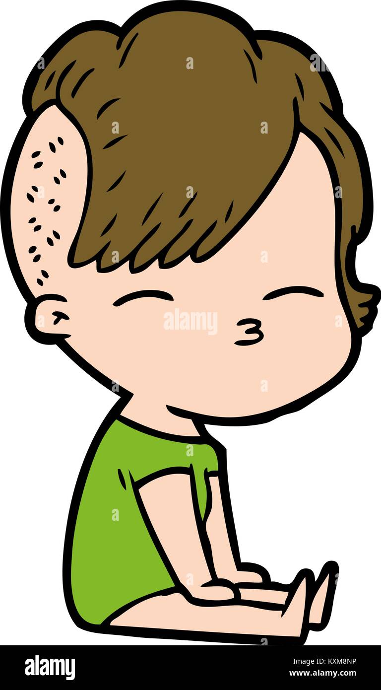 cartoon squinting girl Stock Vector Image & Art - Alamy