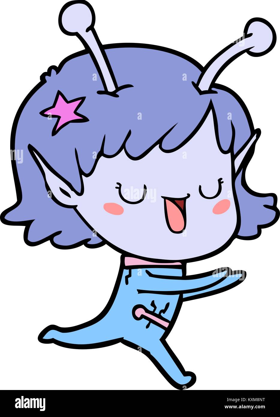 happy alien girl cartoon Stock Vector Image & Art - Alamy