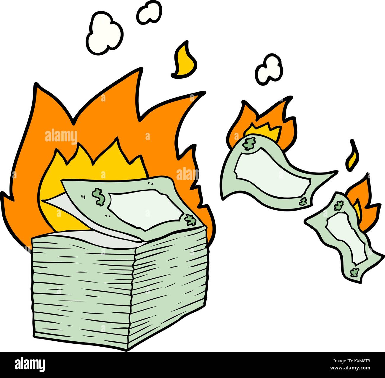 burning money cartoon Stock Vector Image & Art - Alamy