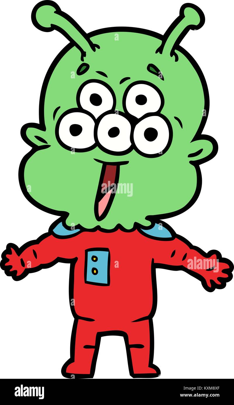 happy cartoon alien Stock Vector Image & Art - Alamy