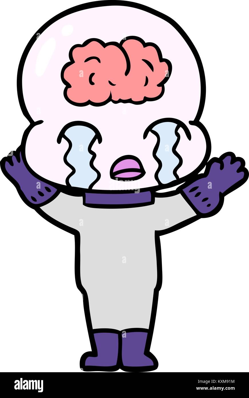 cartoon big brain alien crying Stock Vector Image & Art - Alamy