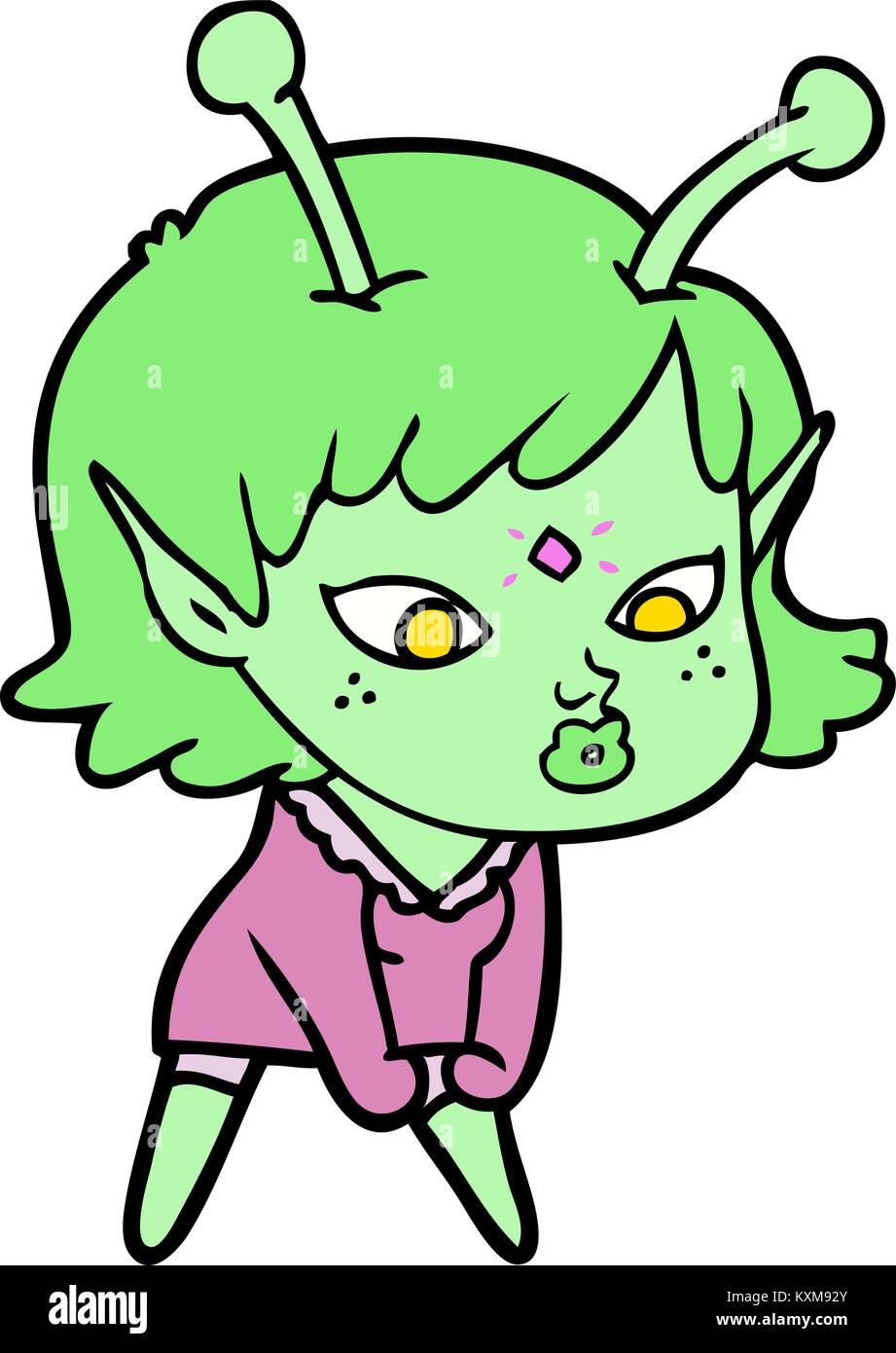 pretty cartoon alien girl Stock Vector Image & Art - Alamy