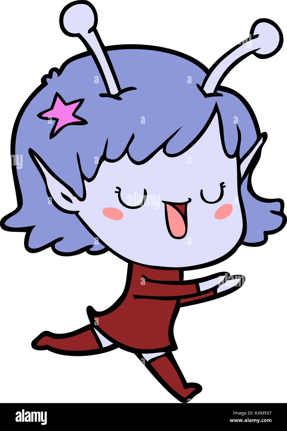happy alien girl cartoon Stock Vector Image & Art - Alamy
