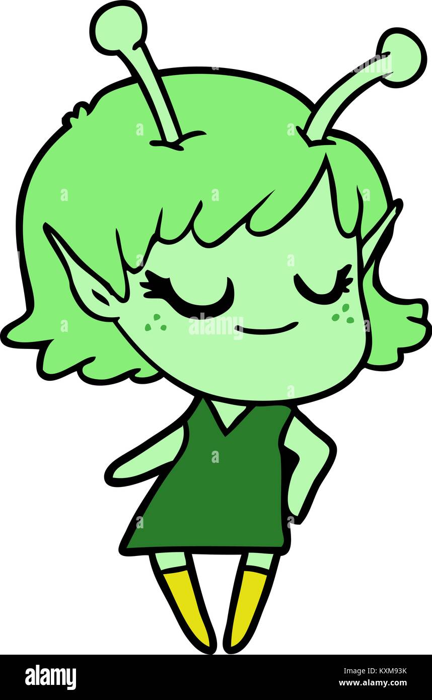 smiling alien girl cartoon Stock Vector Image & Art - Alamy