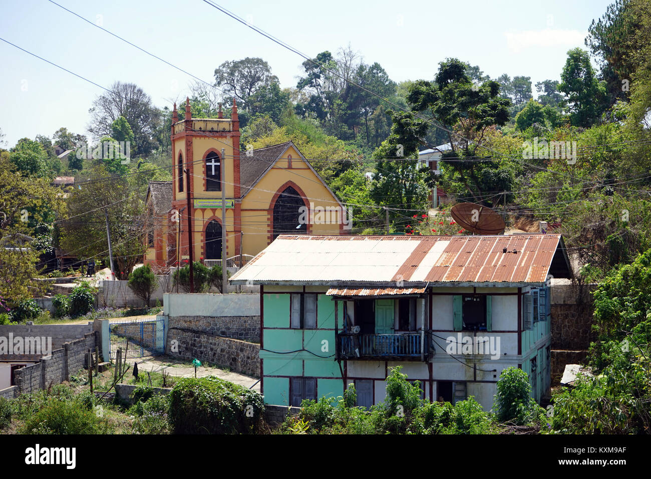 KALAW, MYANMAR - CIRCA APRIL 2017 View of town with church Stock Photo ...
