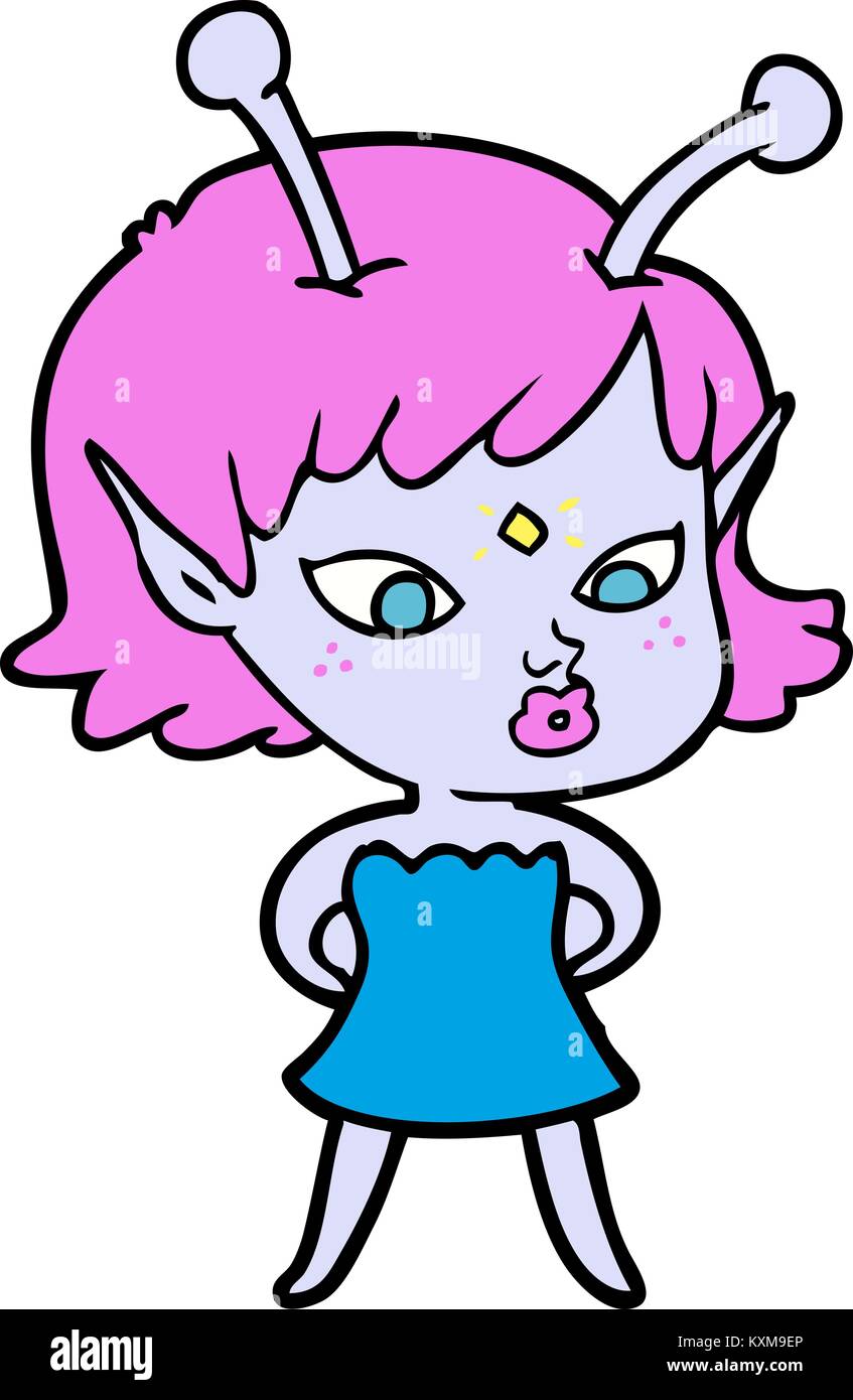pretty cartoon alien girl Stock Vector Image & Art - Alamy
