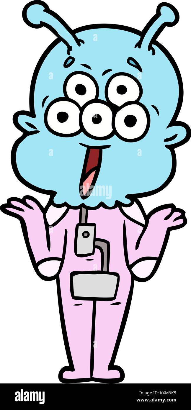 happy cartoon alien shrugging shoulders Stock Vector Image & Art - Alamy