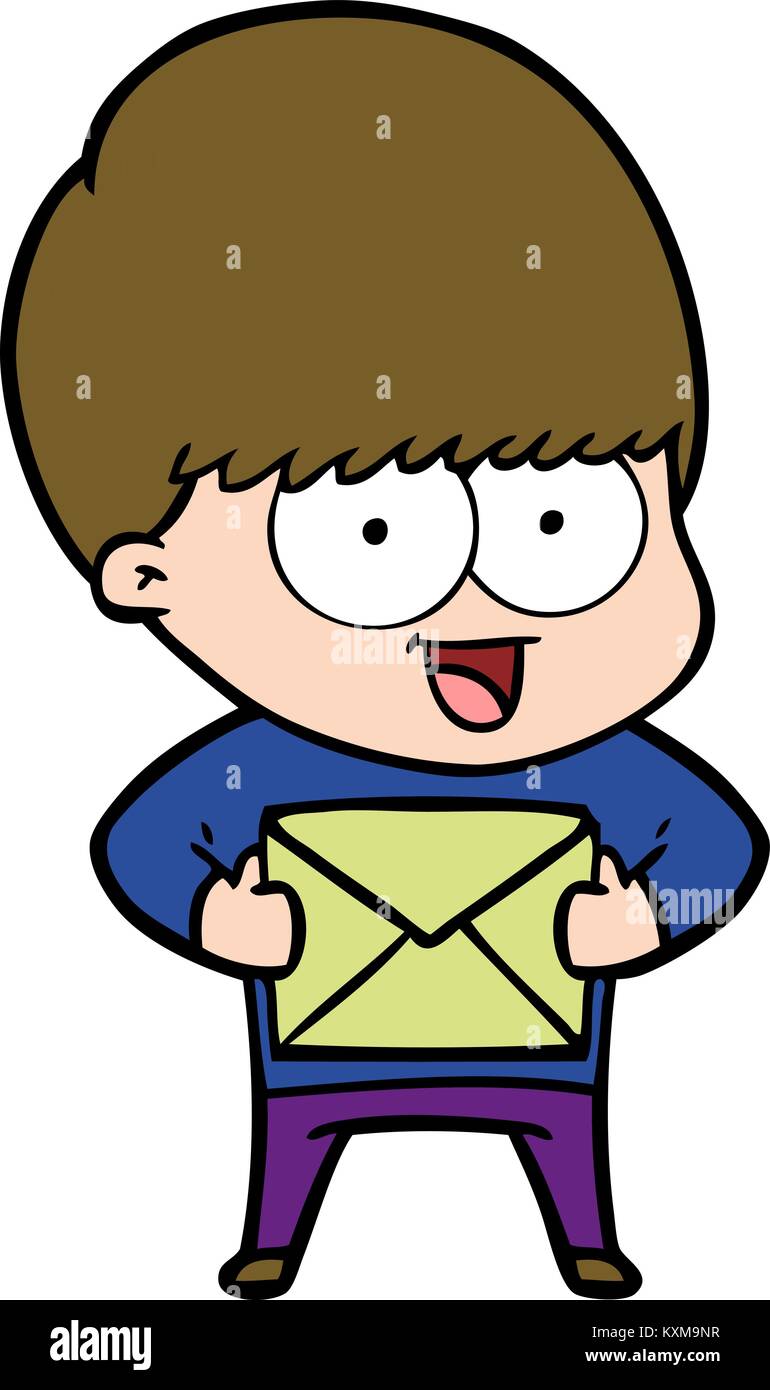 happy cartoon boy with present Stock Vector Image & Art - Alamy