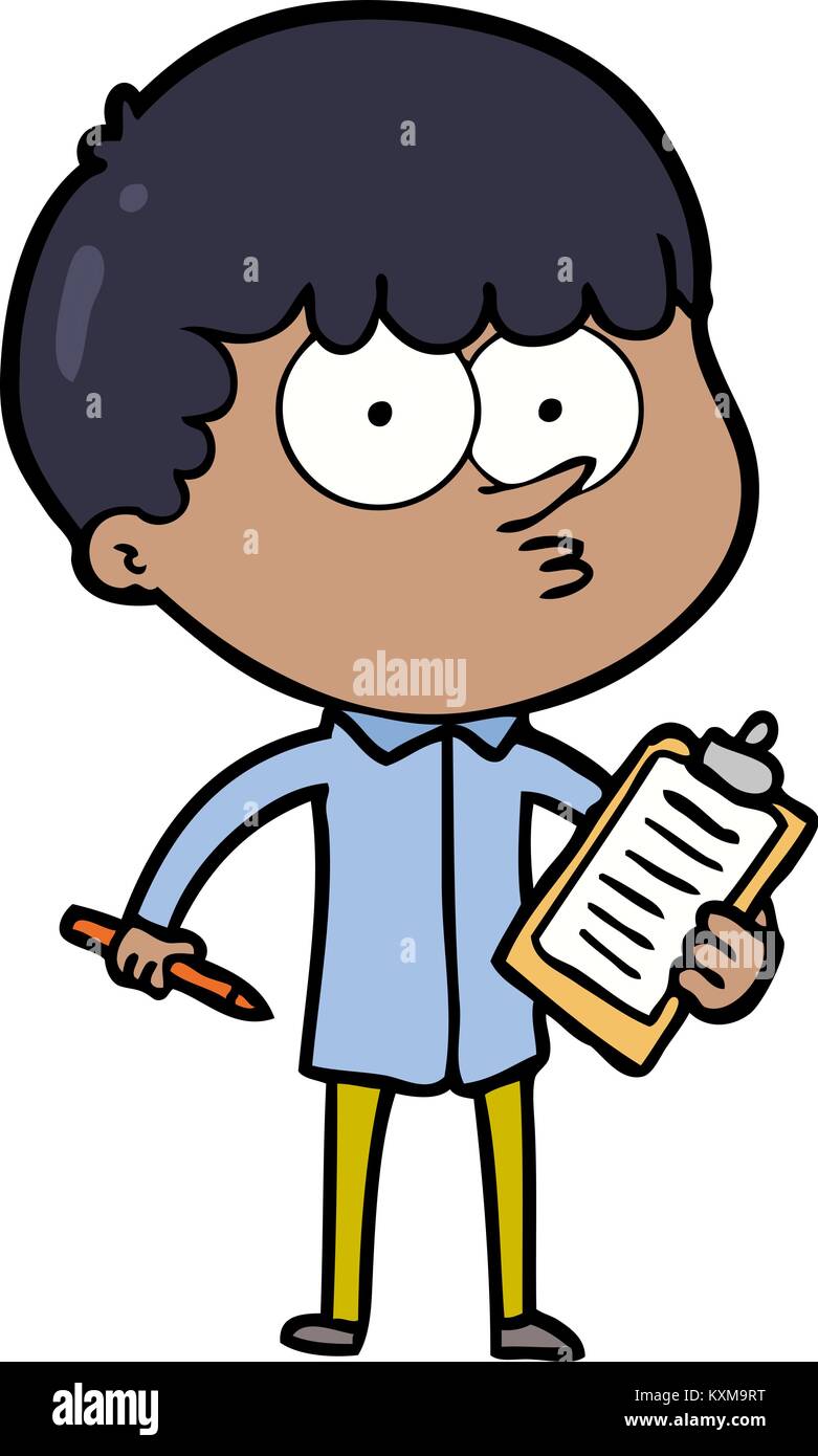 cartoon curious boy taking notes Stock Vector Image & Art - Alamy