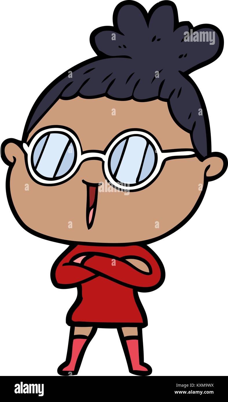 cartoon woman wearing spectacles Stock Vector Image & Art - Alamy