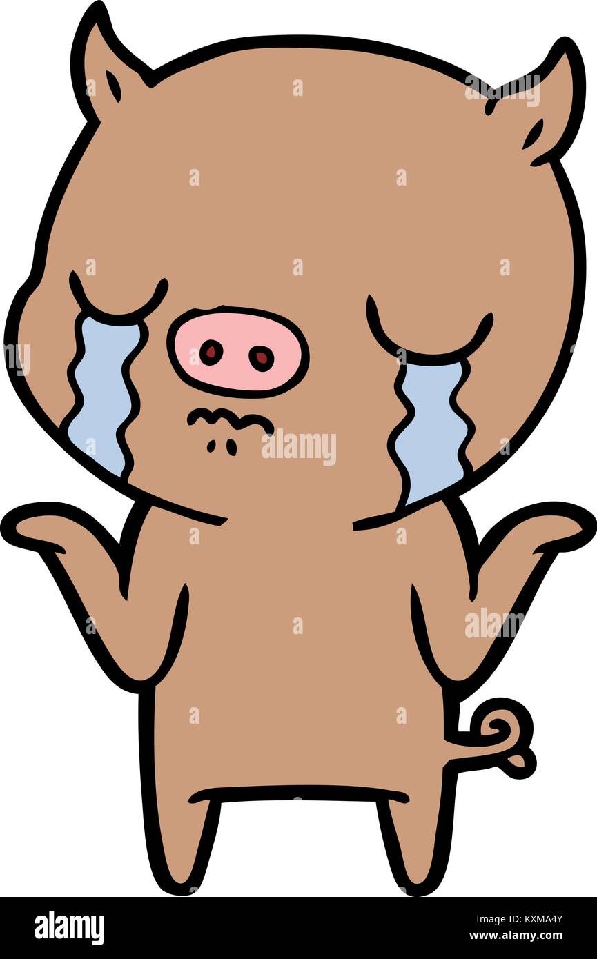 cartoon pig crying Stock Vector Image & Art - Alamy