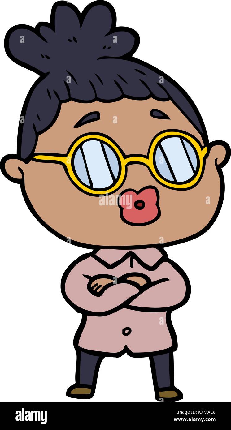 cartoon woman wearing spectacles Stock Vector Image & Art - Alamy