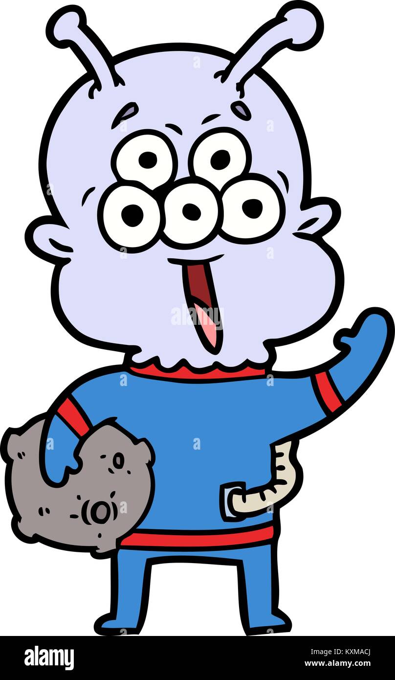 happy cartoon alien with moon rock Stock Vector Image & Art - Alamy
