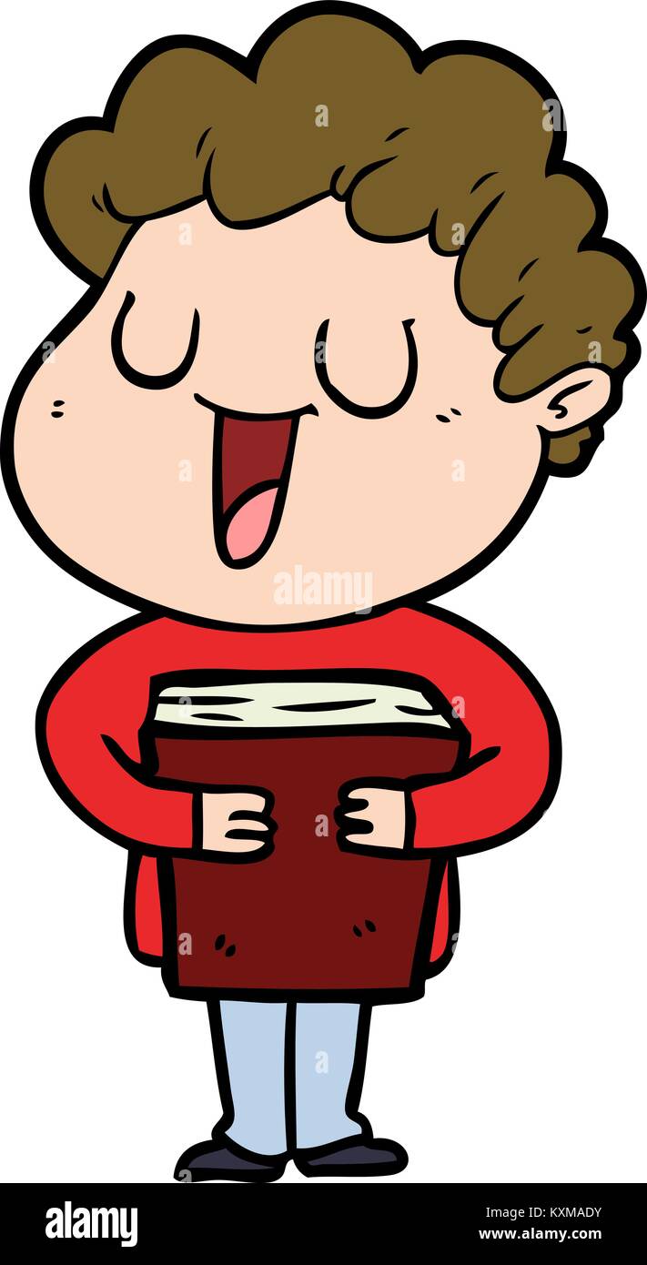 Boy laughing reading book Stock Vector Images - Alamy