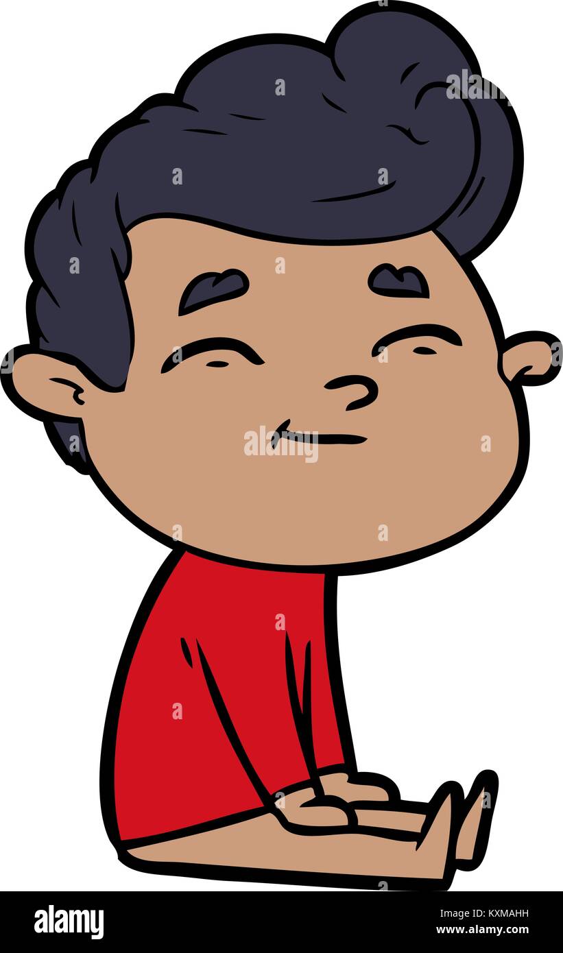 happy cartoon man sitting Stock Vector Image & Art - Alamy