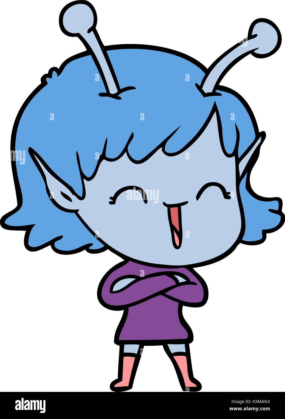cartoon happy alien girl Stock Vector Image & Art - Alamy