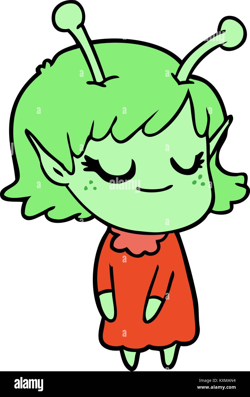 smiling alien girl cartoon Stock Vector Image & Art - Alamy