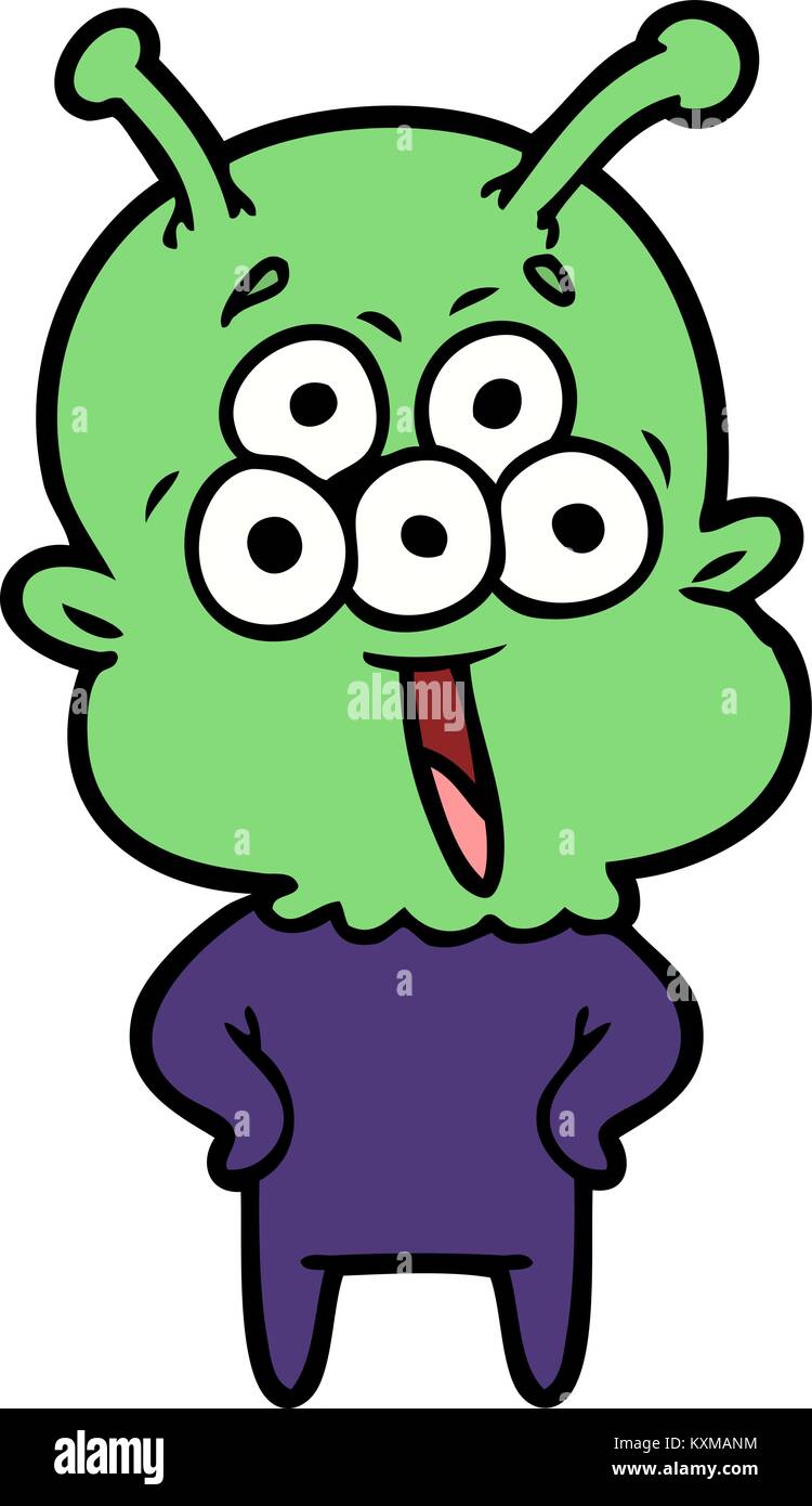 happy cartoon alien Stock Vector Image & Art - Alamy