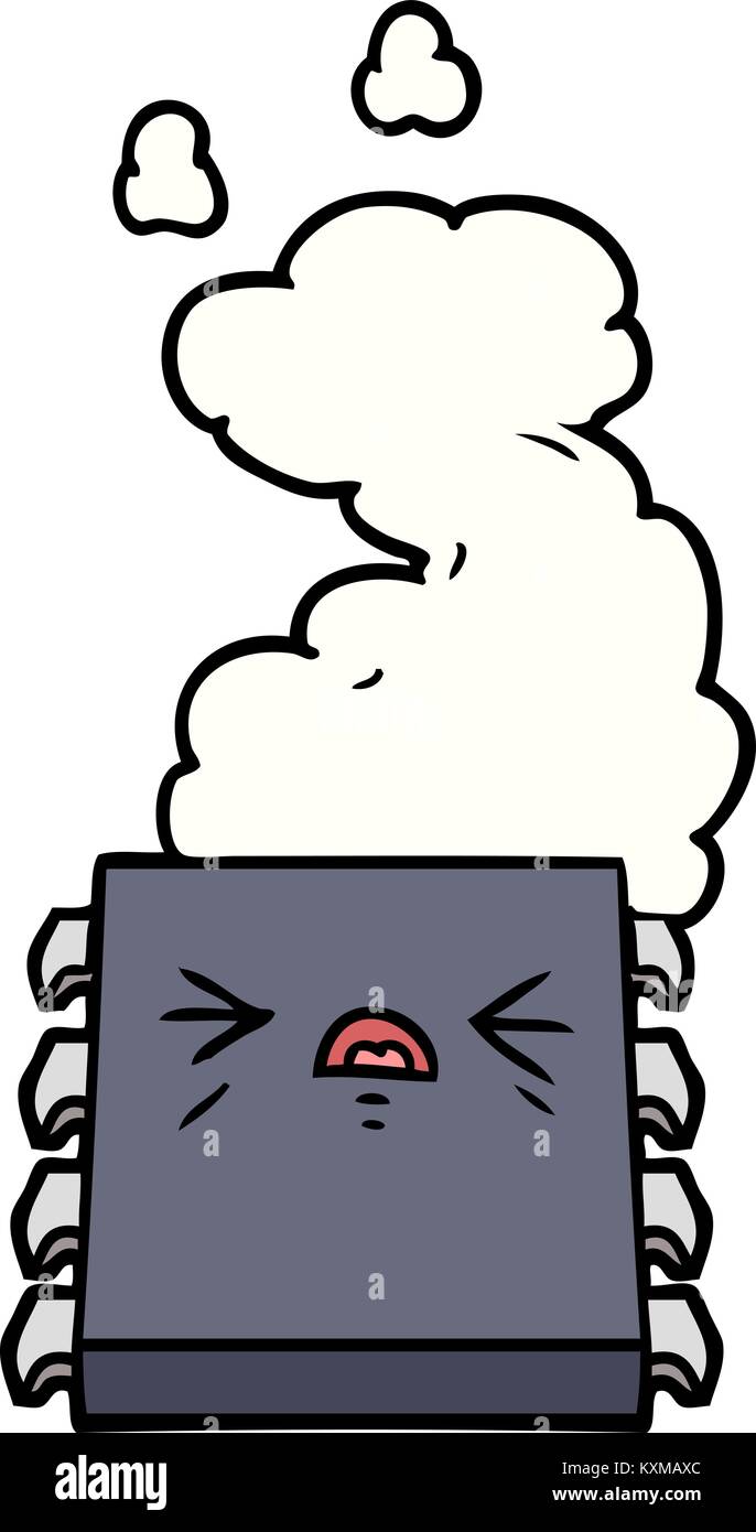 cartoon overheating computer chip Stock Vector Image & Art - Alamy