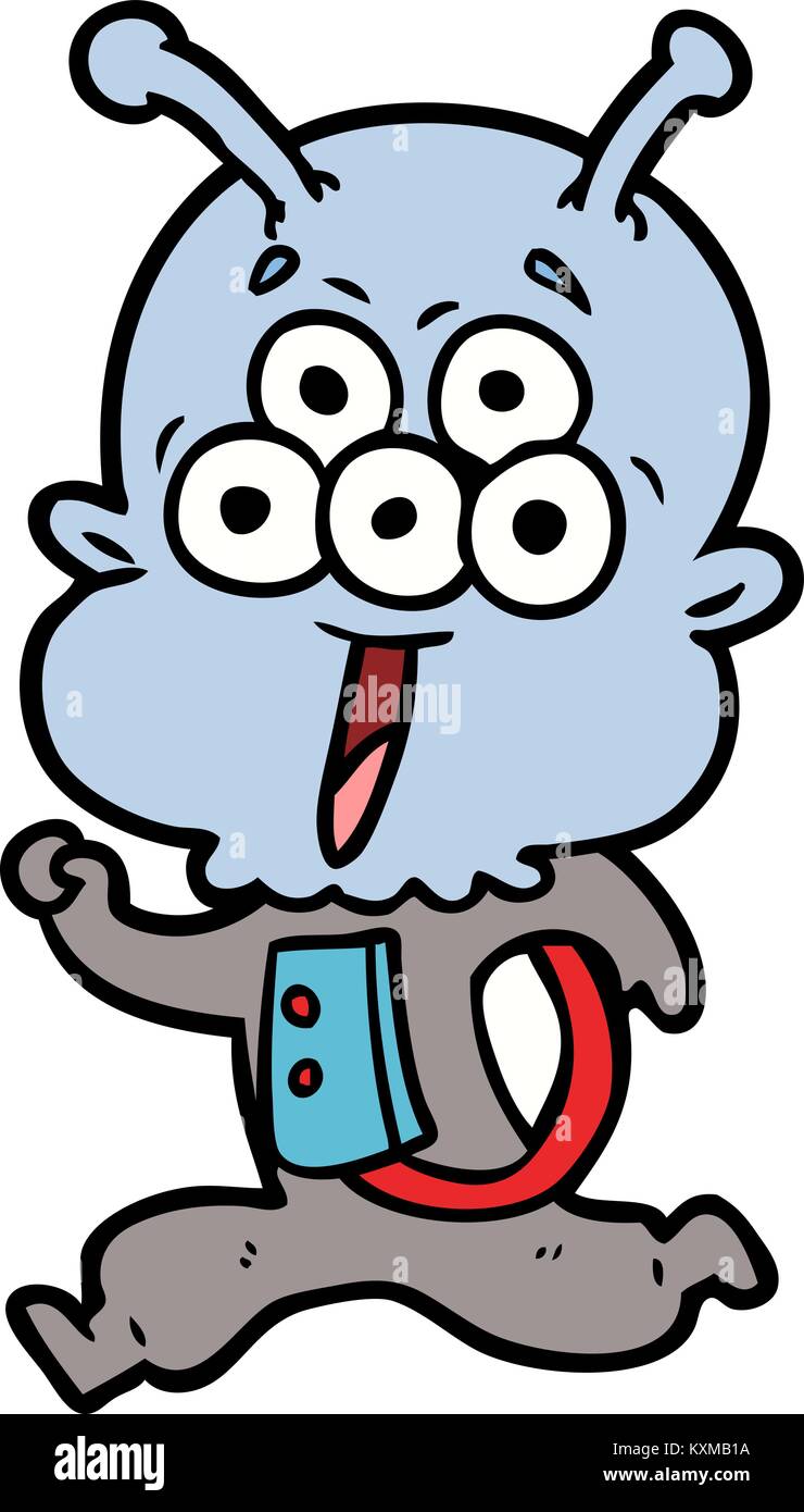 happy cartoon alien running Stock Vector Image & Art - Alamy