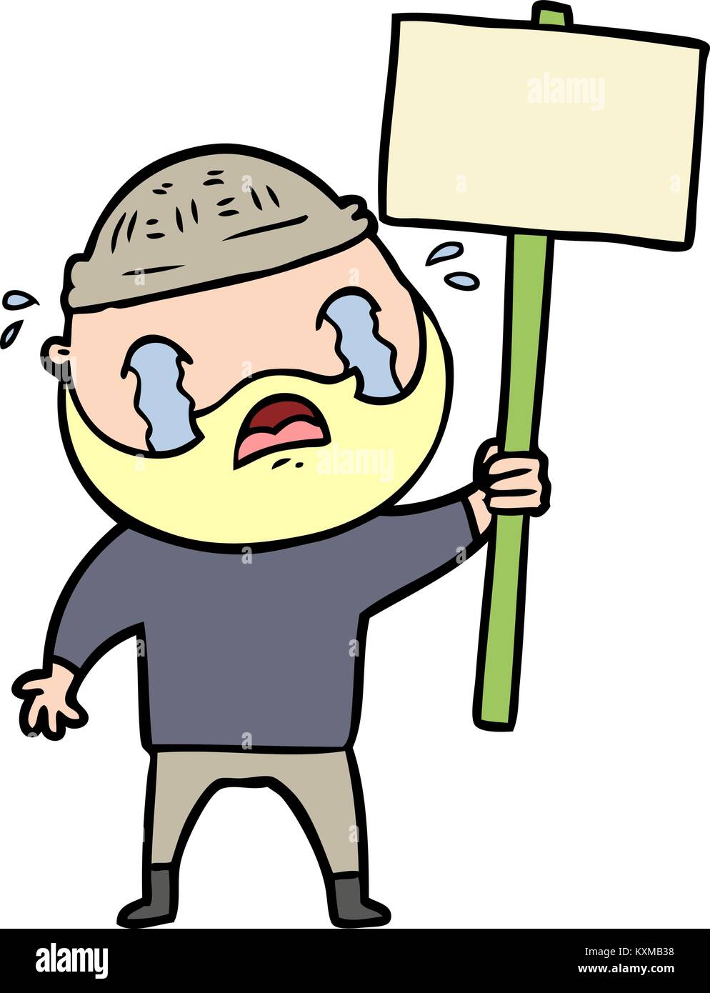 cartoon bearded protester crying Stock Vector Image & Art - Alamy