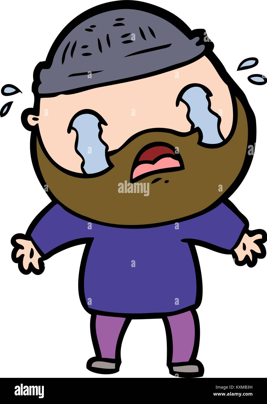 cartoon bearded man crying Stock Vector Image & Art - Alamy