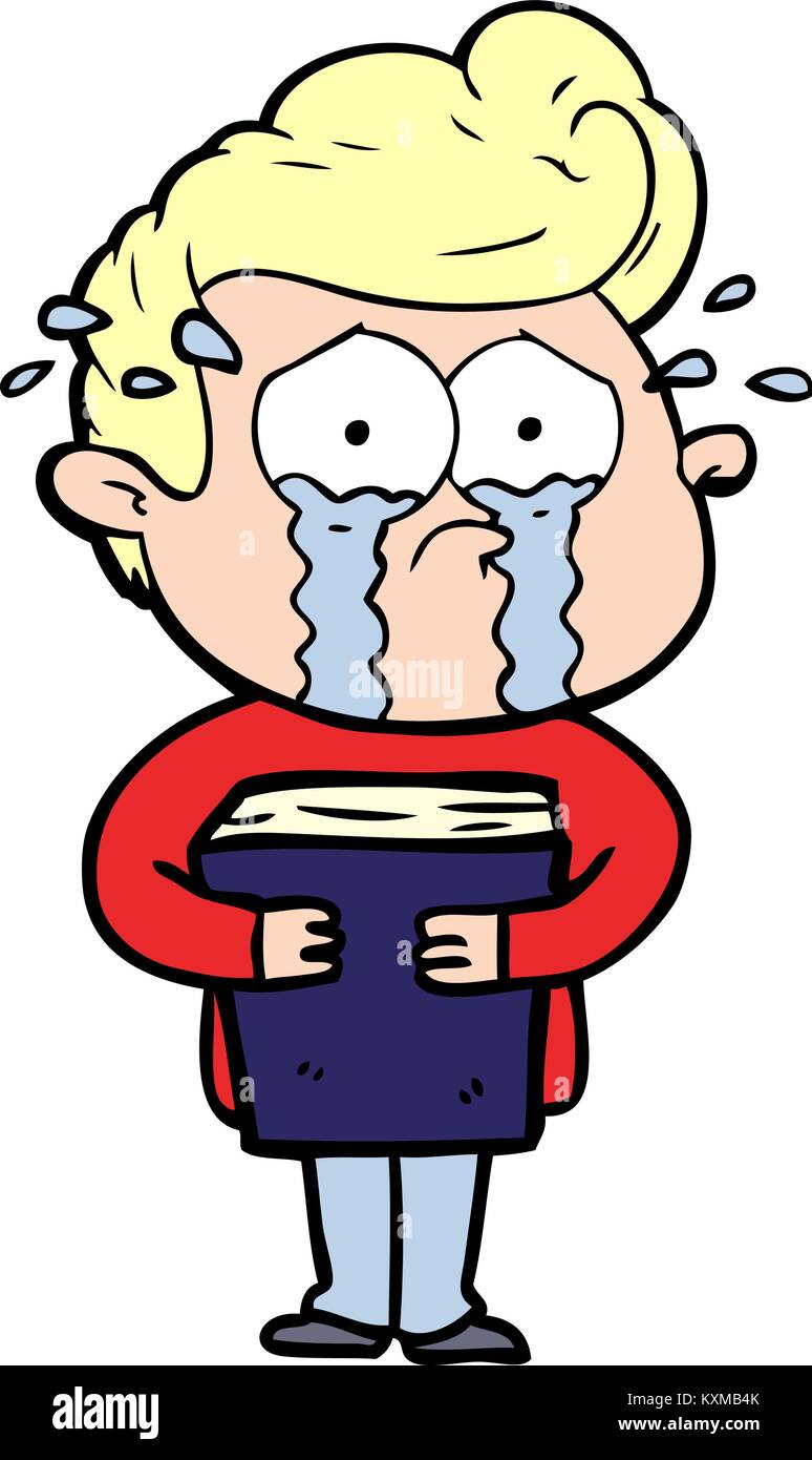 cartoon crying man holding book Stock Vector Image & Art - Alamy