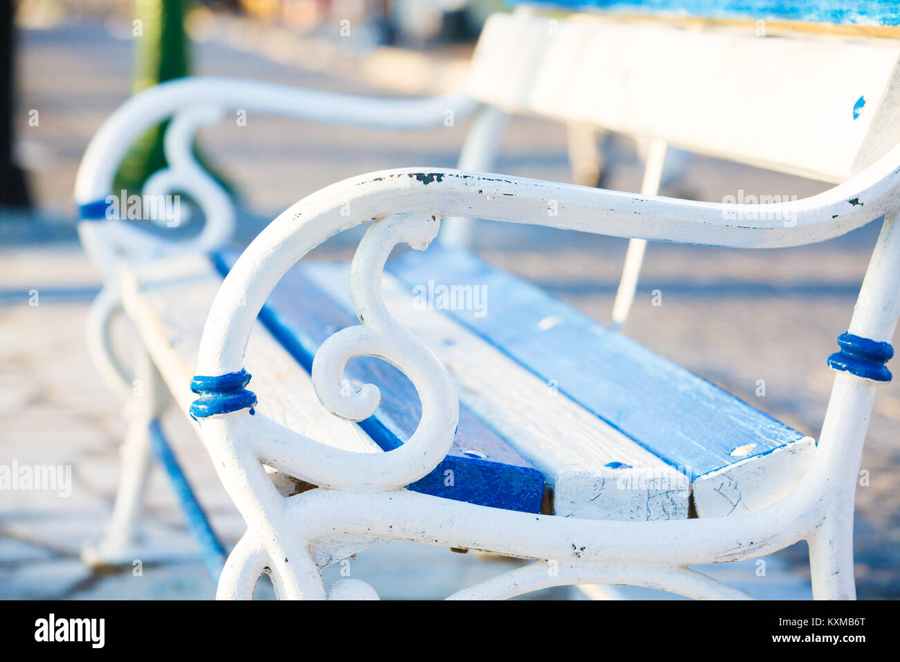 wooden bench in the park Stock Photo - Alamy