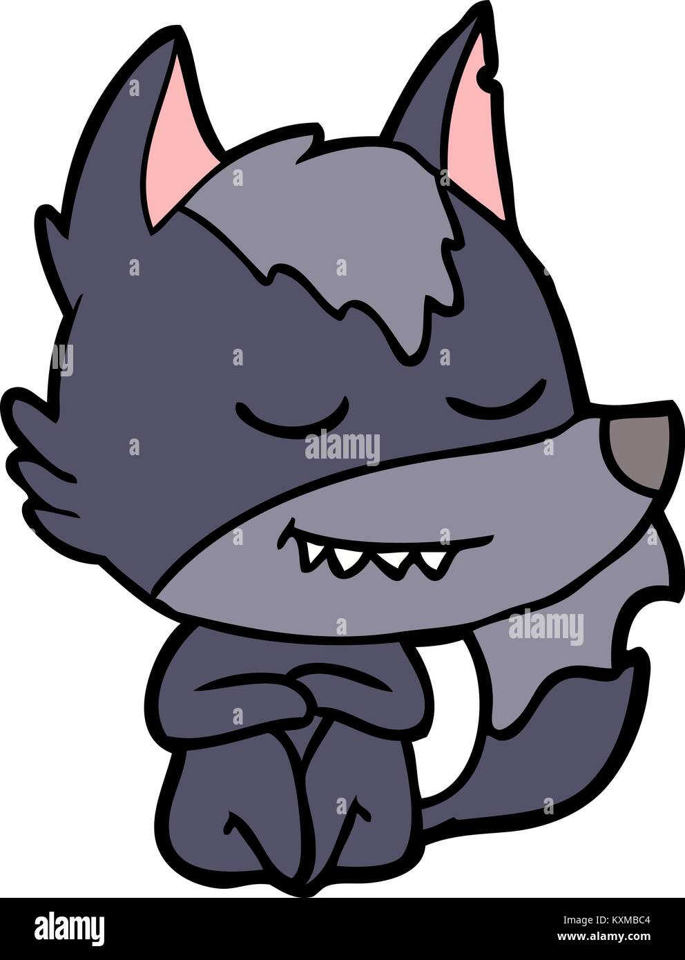 friendly cartoon wolf sitting Stock Vector Image & Art - Alamy