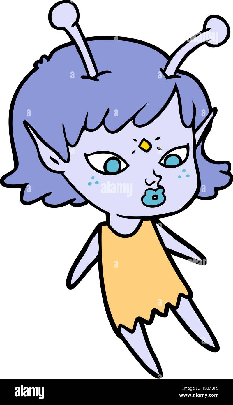 pretty cartoon alien girl Stock Vector Image & Art - Alamy